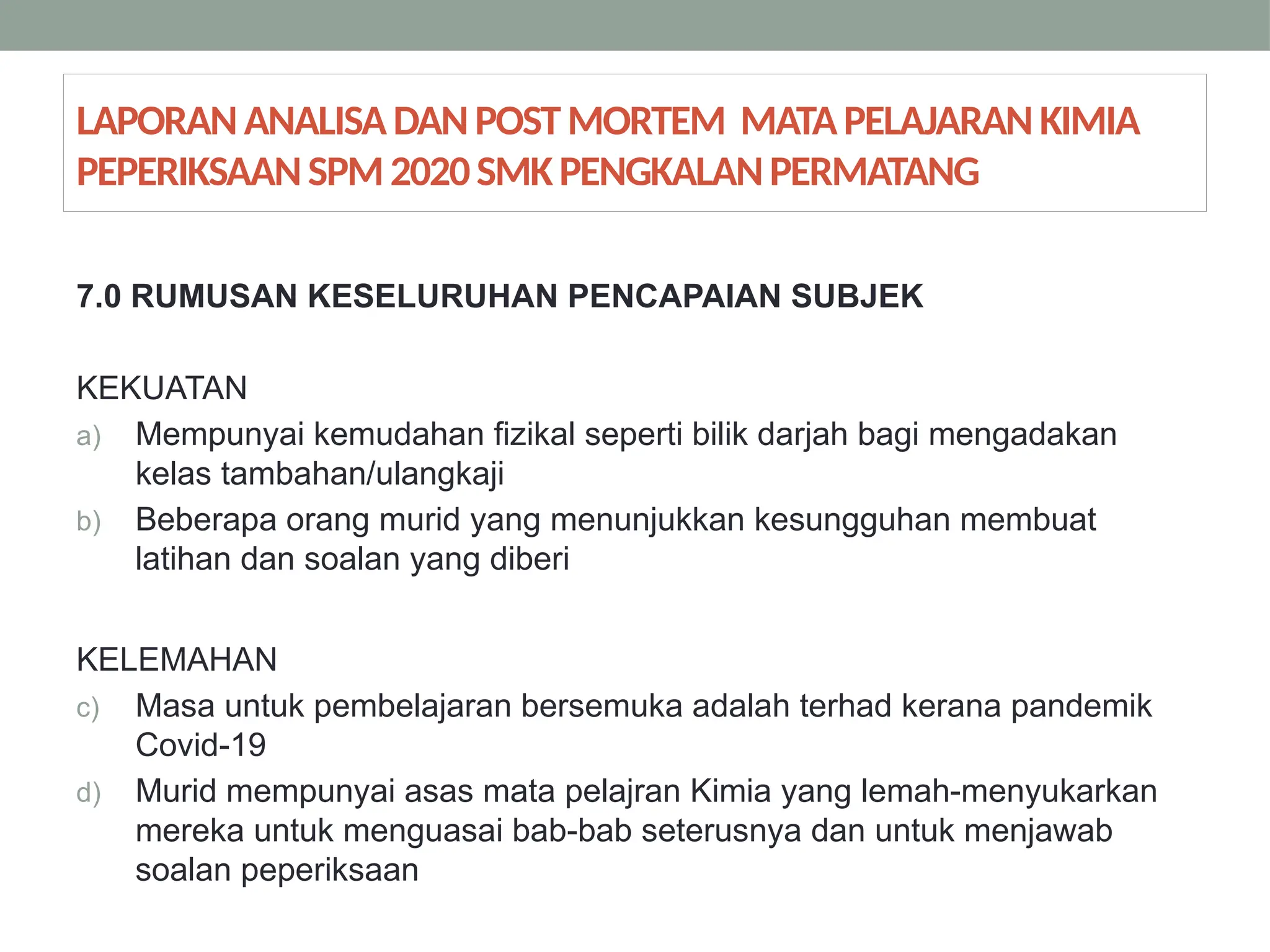 POST MORTEM KIMIA BAGI SPM PADA TAHUN 2020 | PPTX