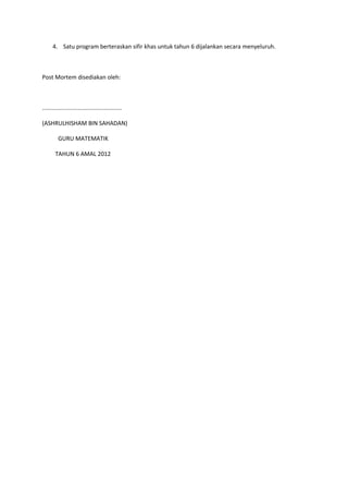 Post mortem pencapaian murid tahun 6 | DOC