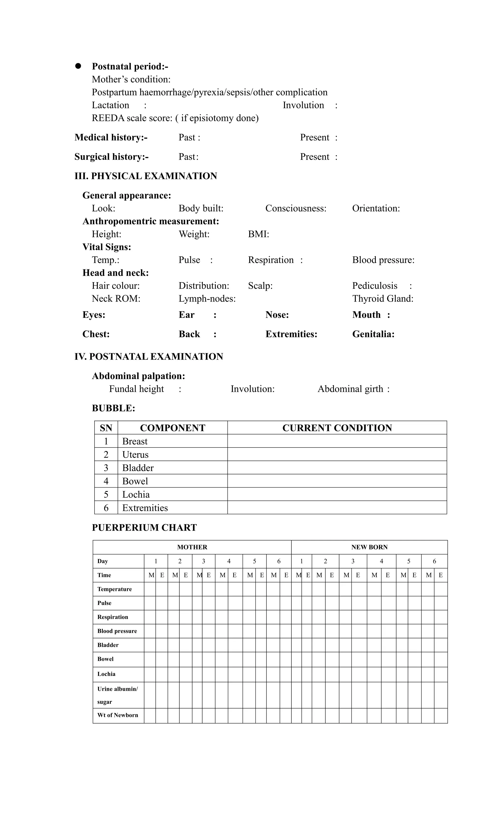 Postnatal Case Assessment-Format | PDF