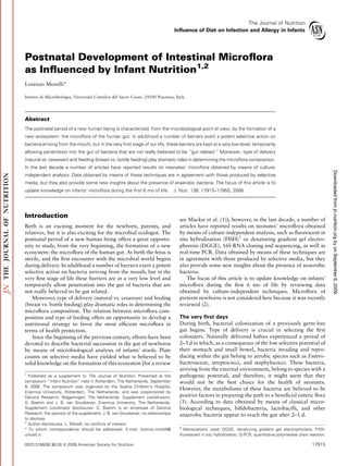 Postnatal Development Of Intestinal Microflora As Influenced By Infant ...