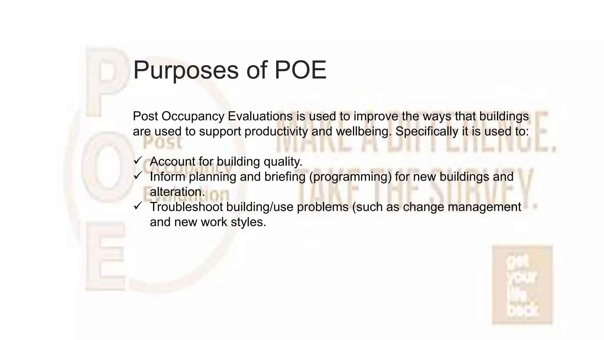 Post Occupancy Evaluation | PPTX
