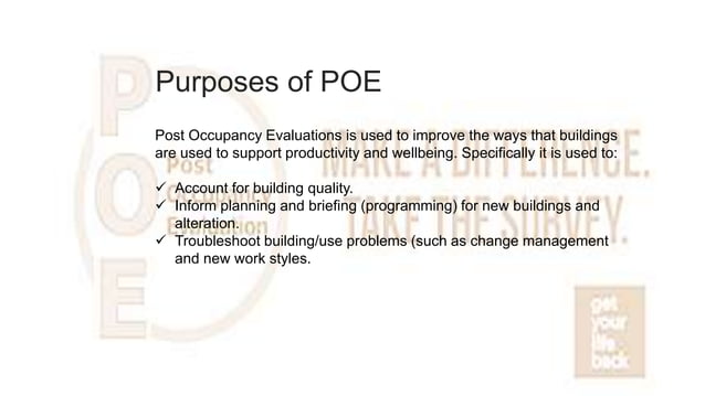 Post Occupancy Evaluation | PPTX