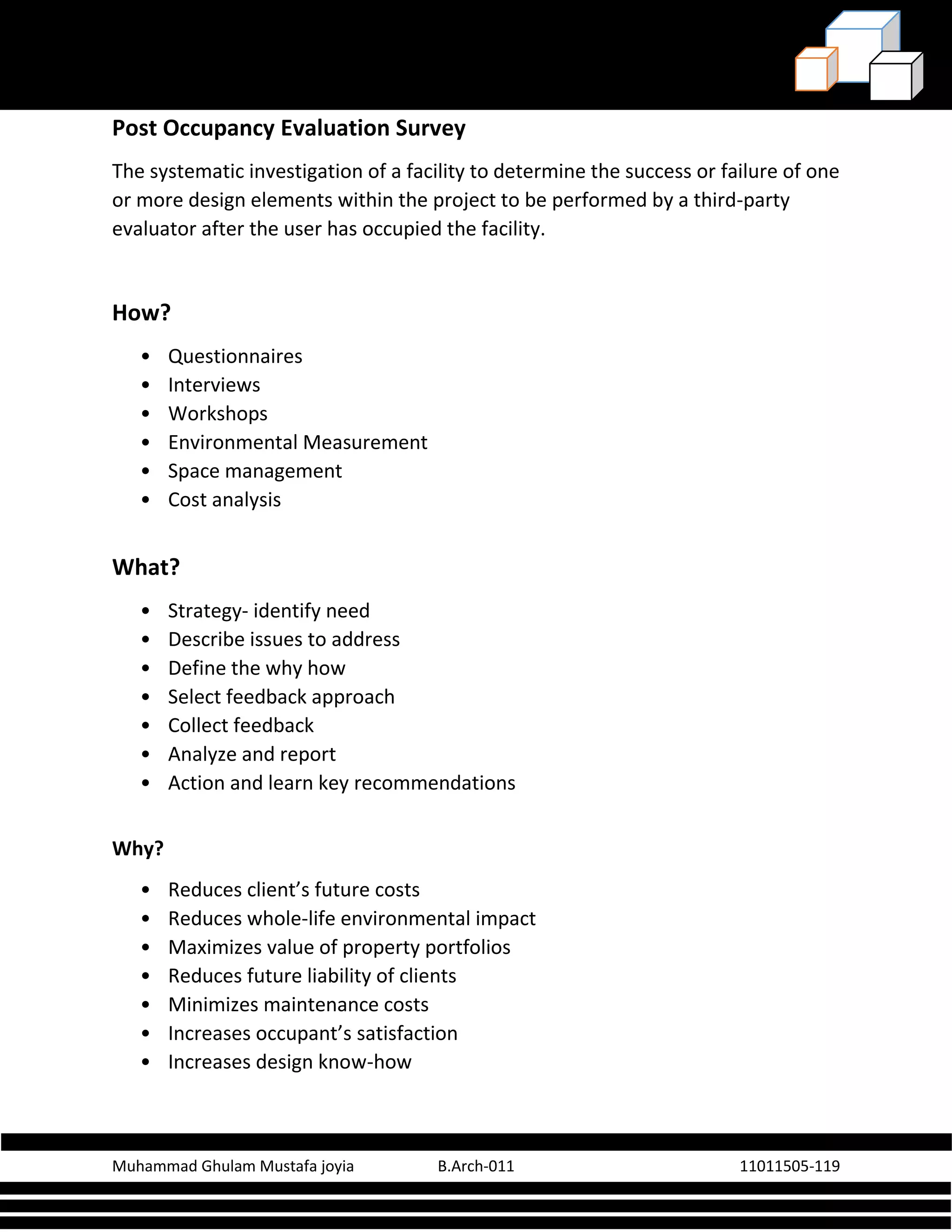 Post occupancy Evaluation Survey | PDF