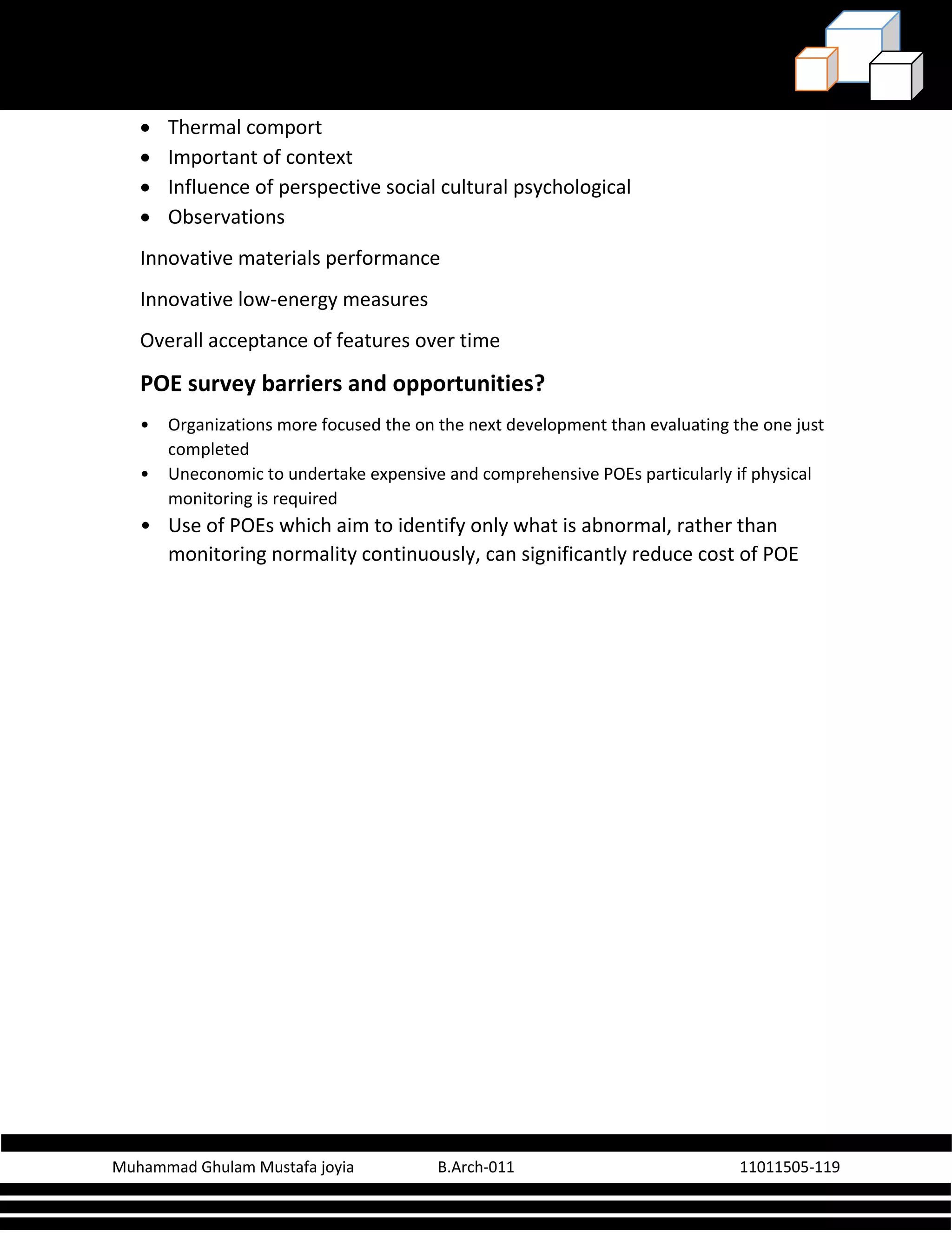 Post occupancy Evaluation Survey | PDF