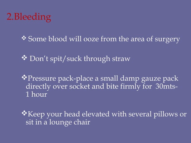 Post operative care after Tooth Extraction | PPT | First Aid | Injuries