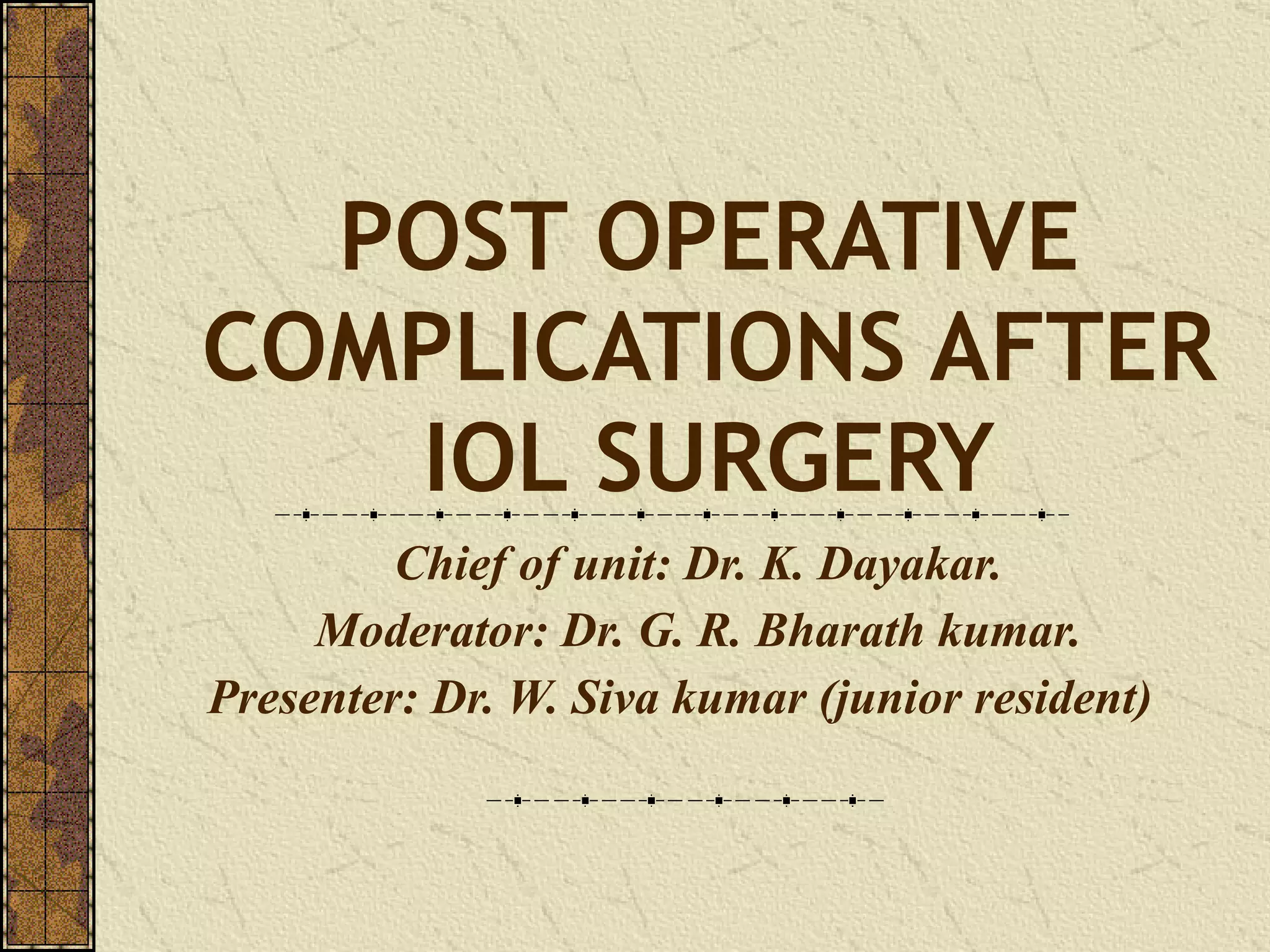 CATARACT SURGERY COMPLICATIONS | PPT