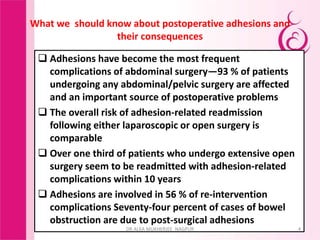 Postoperative adhesions by dr alka mukherjee nagpur m.s. | PPTX