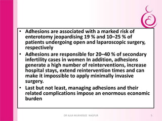 Postoperative adhesions by dr alka mukherjee nagpur m.s. | PPTX
