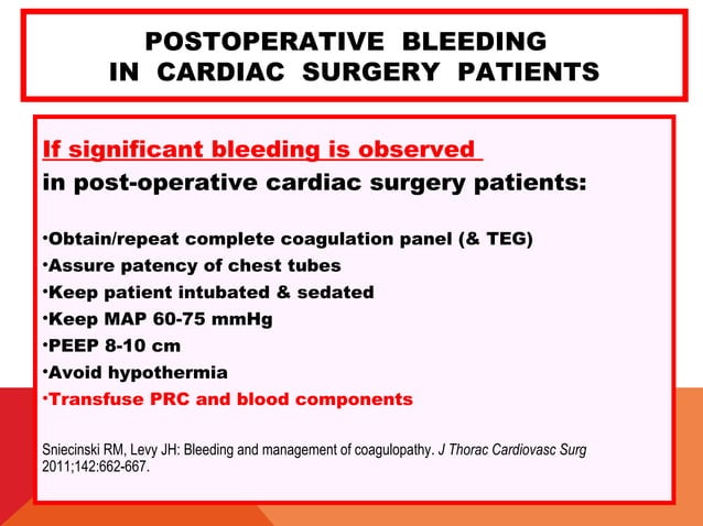 Postoperative bleeding & guidelines for transfusion | PPT | Blood ...