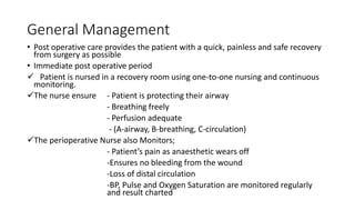 POST OPERATIVE CARE MANAGEMENT OF SURGICAL PATIENTS | PPT