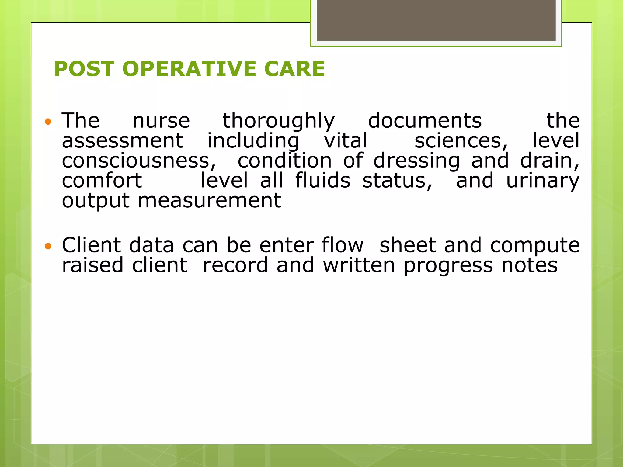 Post operative Nursing care by Ms. Mini Jose, SI, MSW, SVBCH, Silvassa ...