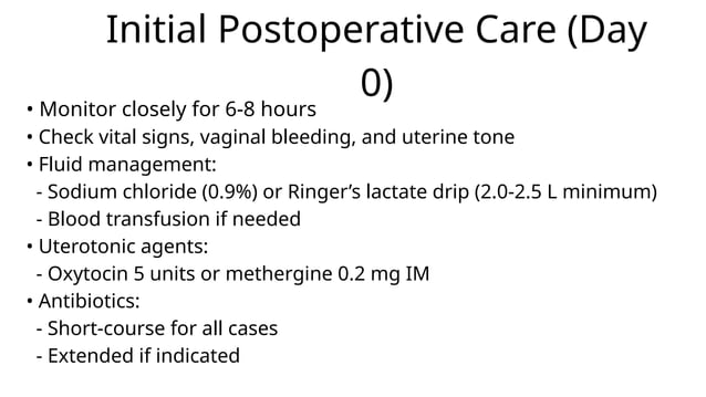 Postoperative care after cesarean section pptx | PPTX