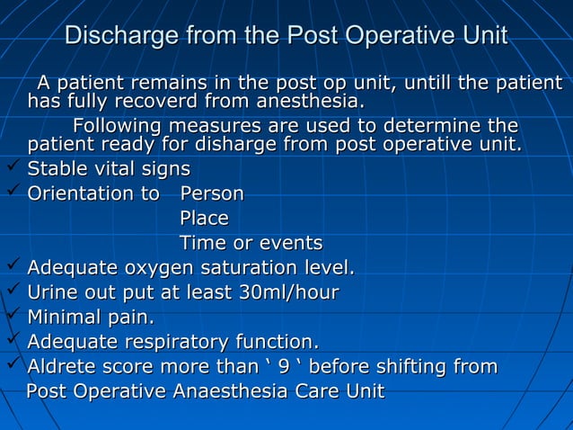 Post operative care | PPT | First Aid | Injuries