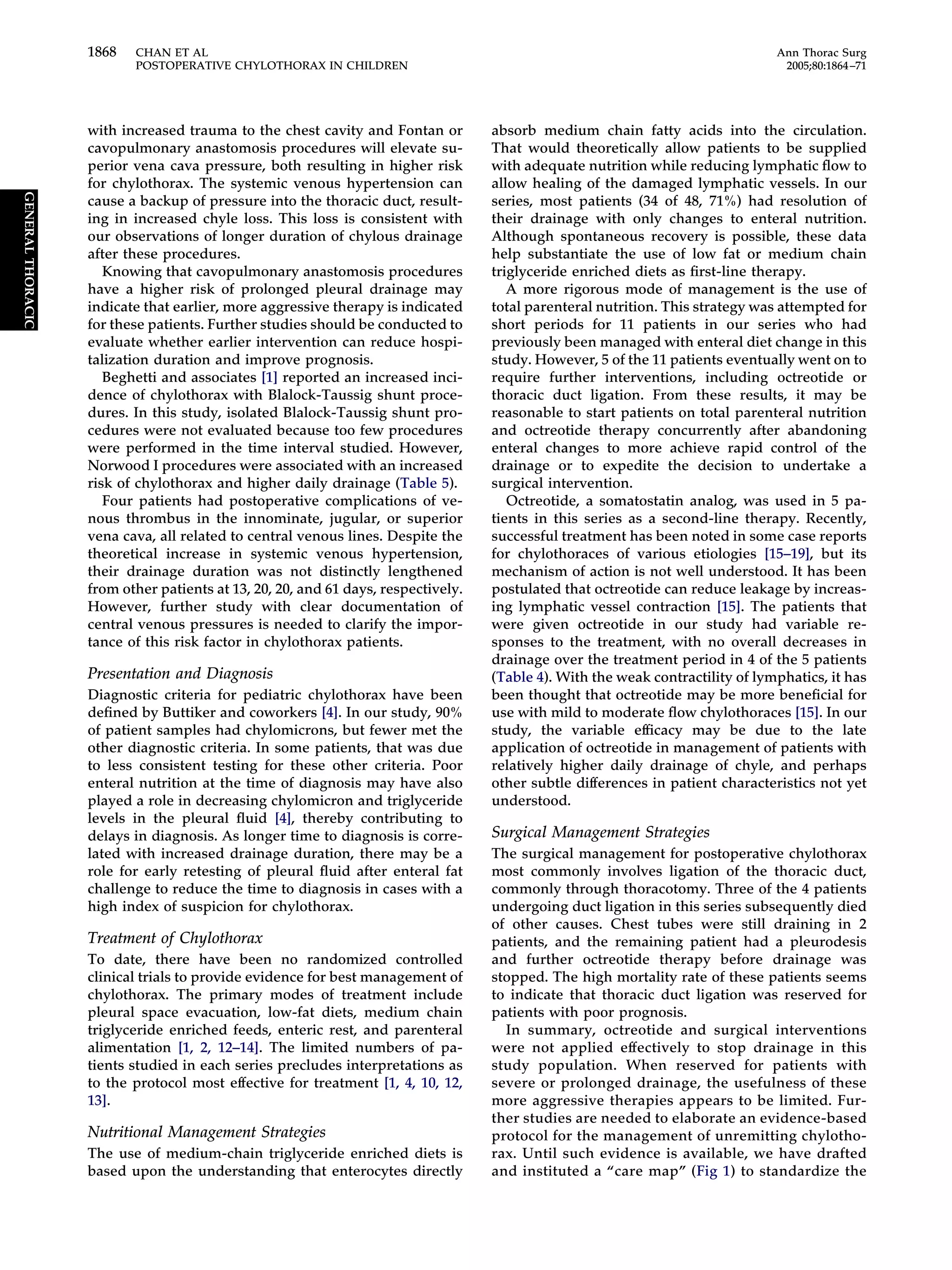 Postoperative chylothorax after cardiothoracic | PDF