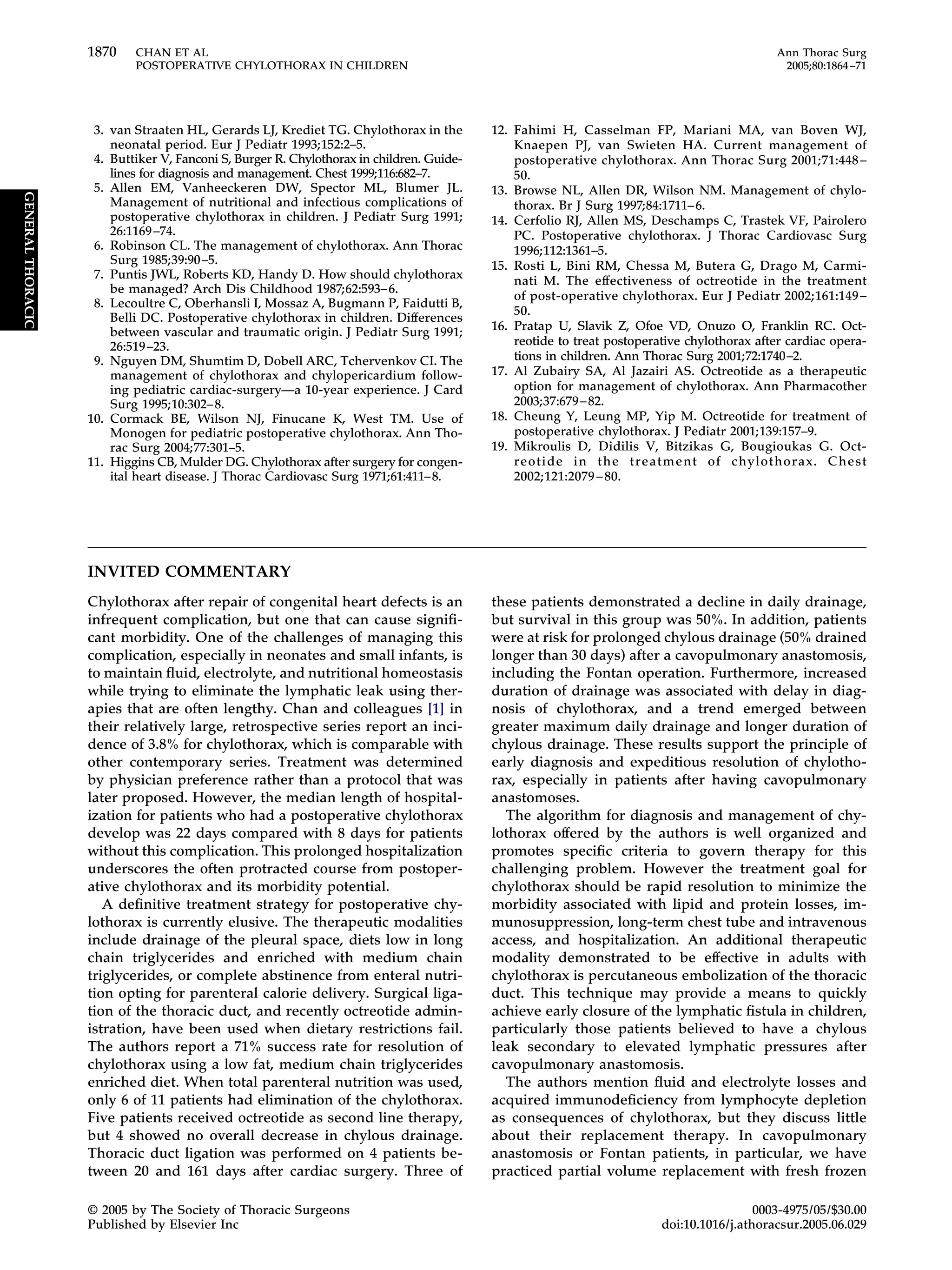 Postoperative chylothorax after cardiothoracic | PDF