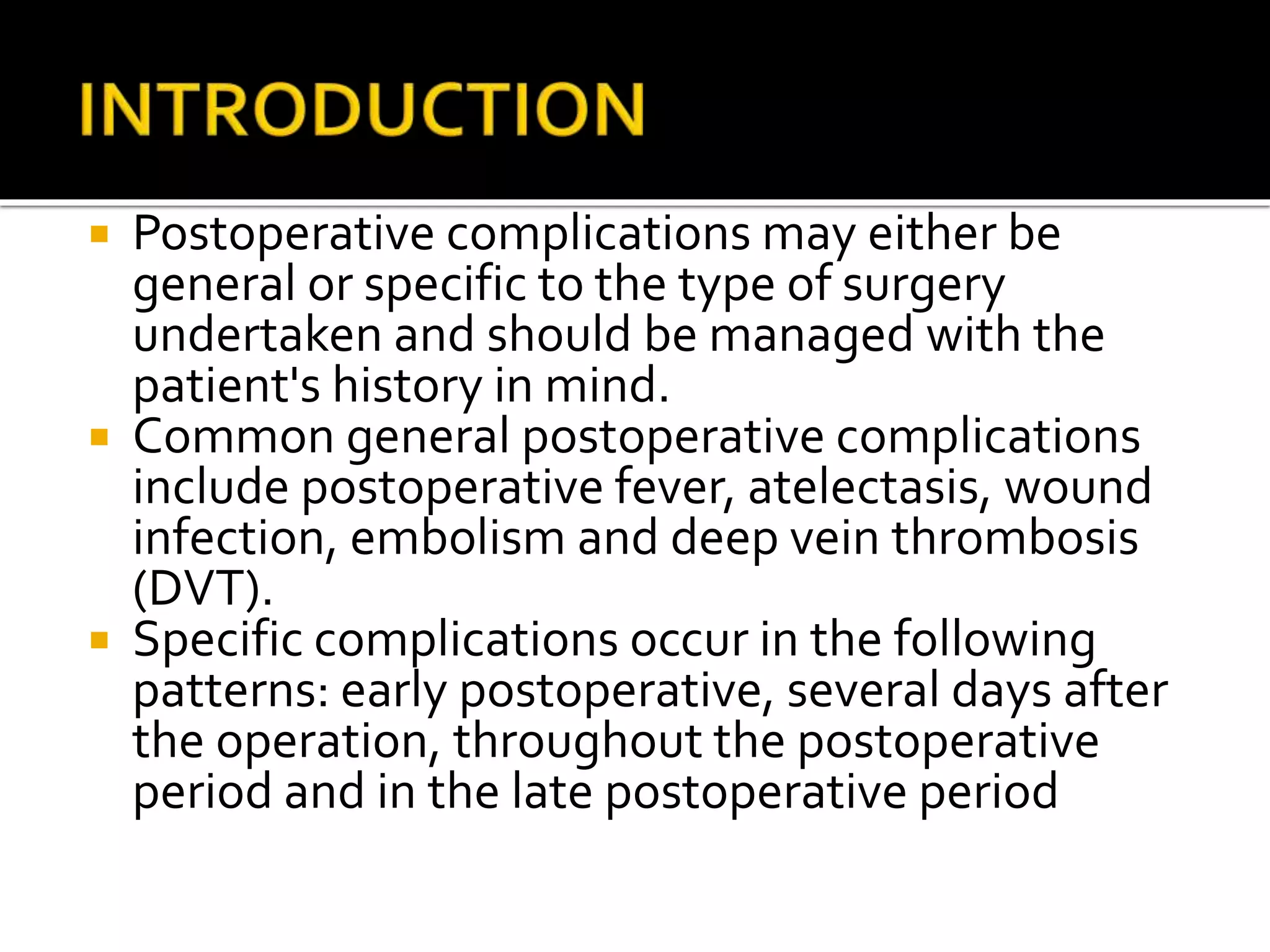 Postoperative complications and management | PPTX
