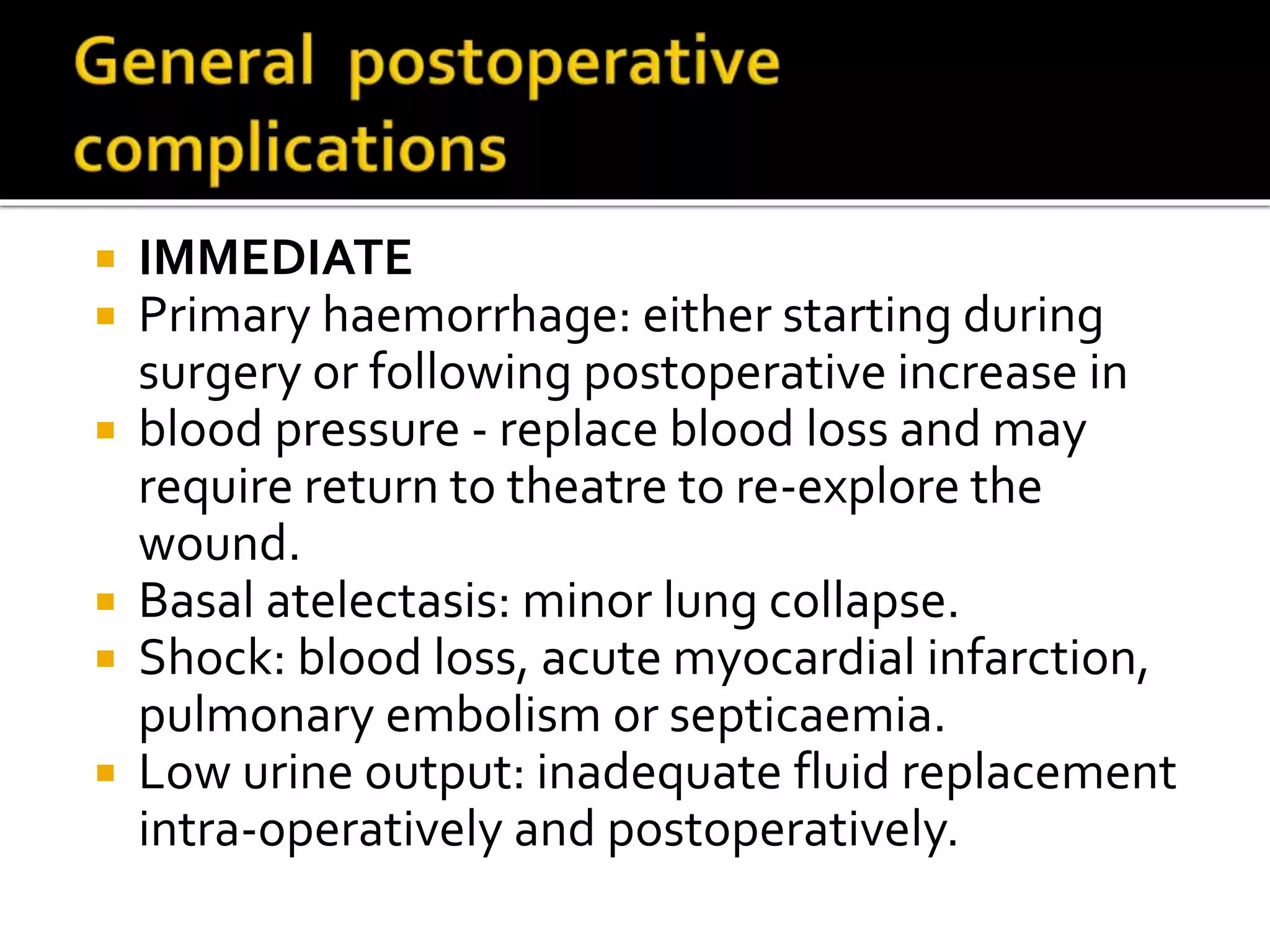 Postoperative complications and management | PPTX
