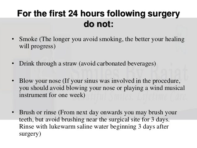 Post operative instructions to patient after extraction