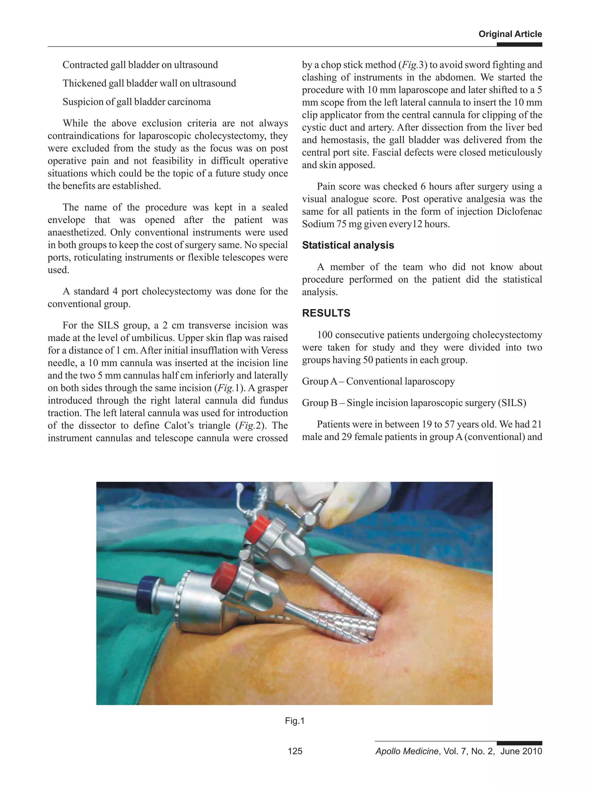 Post Operative Pain after Cholecystectomy Conventional Laparoscopy ...