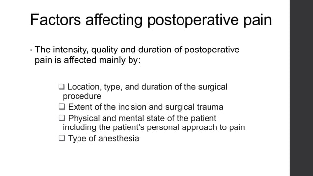 Postoperative pain management | PPTX | Physical Therapy | Wellness