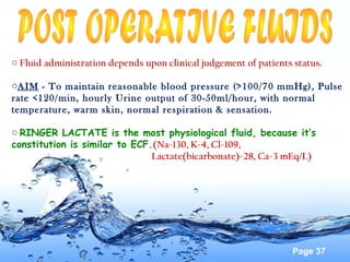 Post op fluid ppt. | PPT