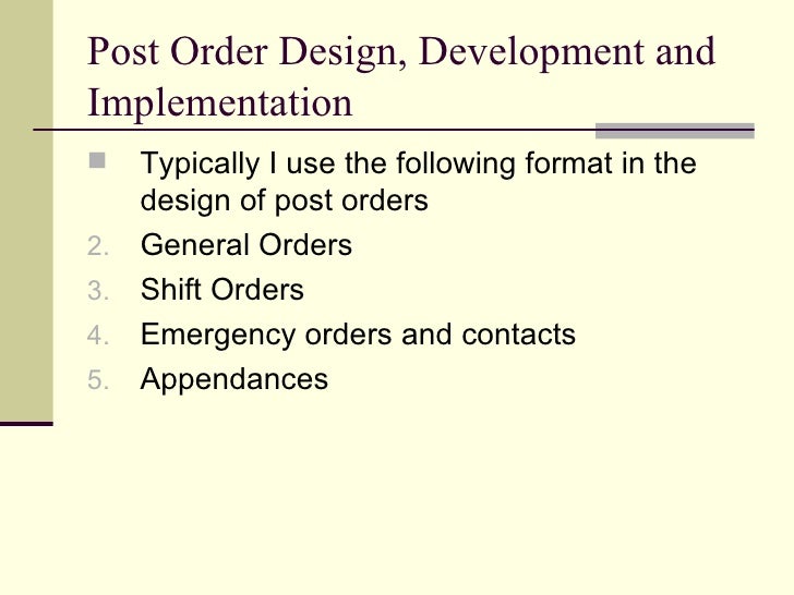 Post Order Design And Development
