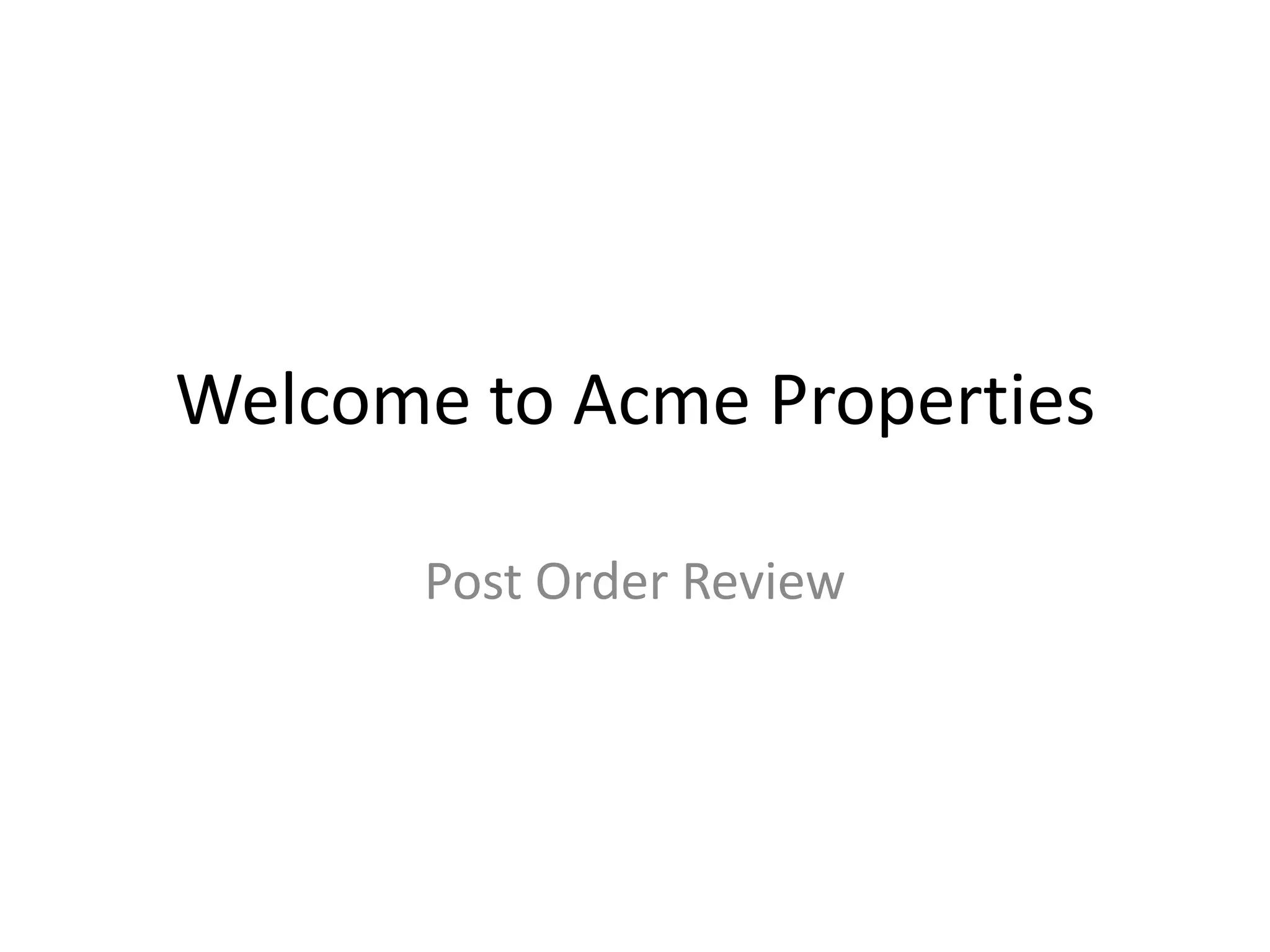 Acme Post Orders Overview | PPTX