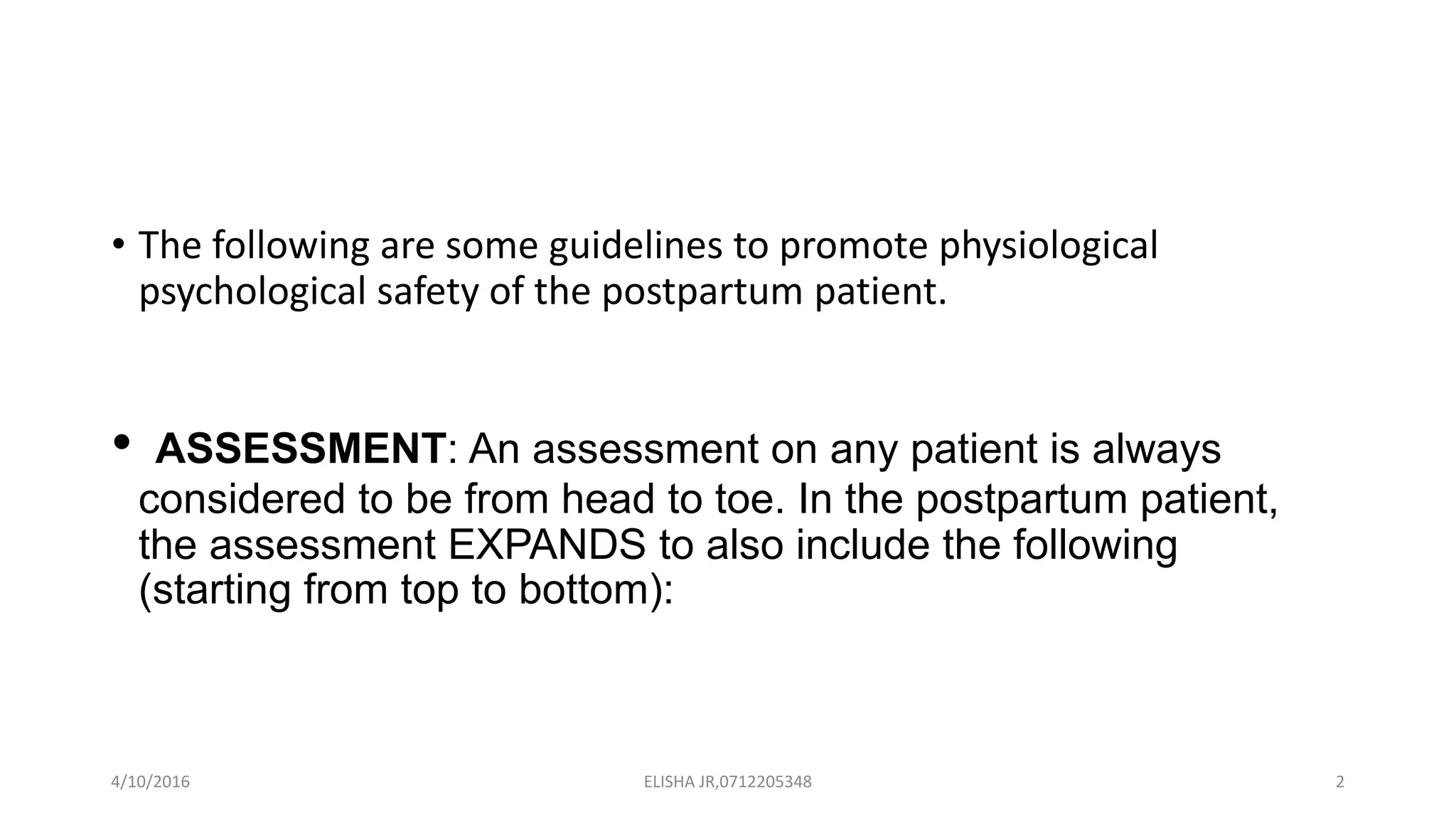 Postpartum assessment 1 | PDF