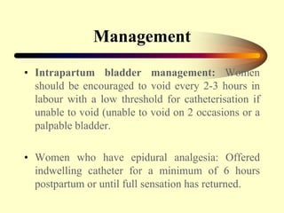 Postpartum bladder dysfunction& urinary retention | PPTX