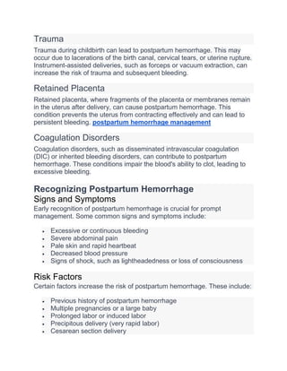 Post Partum Hemorrhage Management | PDF