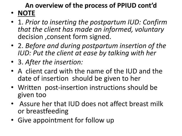 Post partum iud insertion | PPTX | Pregnancy | Reproductive Health