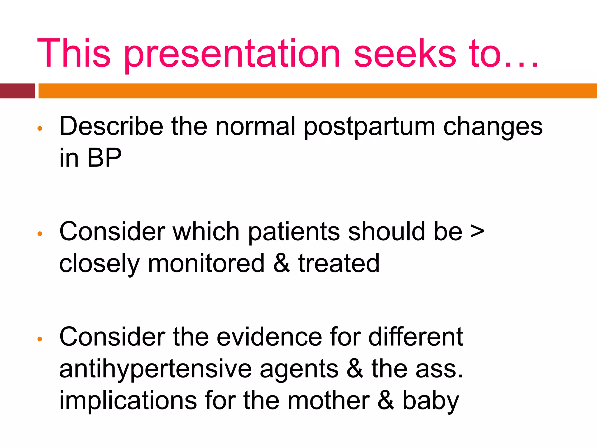 Postpartum management of hypertensive disorders in pregnancy | PPTX