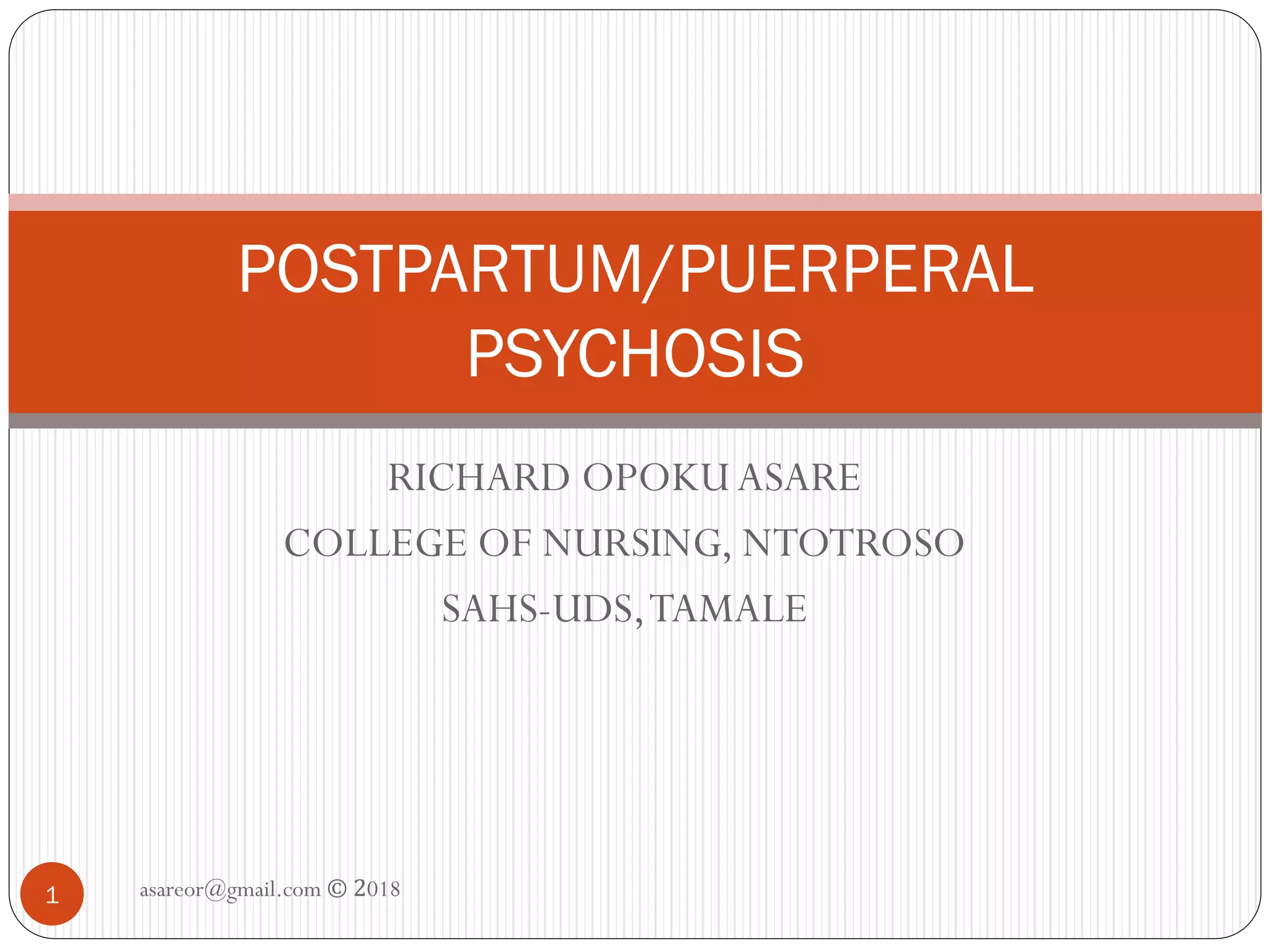 Postpartum psychosis | PPT