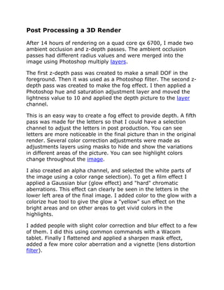 Post Processing A 3 D Render | PDF