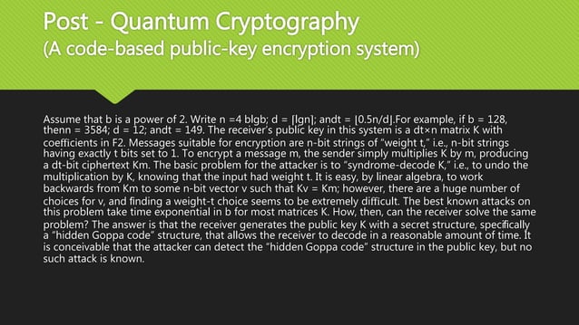 Post quantum cryptography | PPTX | Computing | Technology & Computing