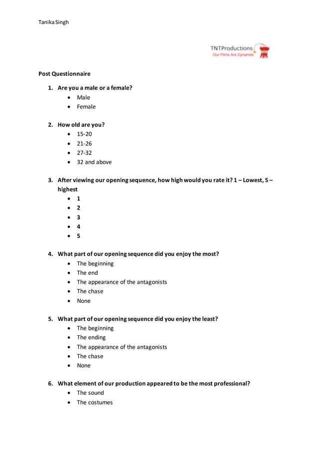 Post questionnaire | DOCX