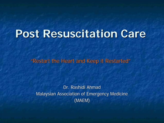 Post resuscitation care | PDF | First Aid | Injuries