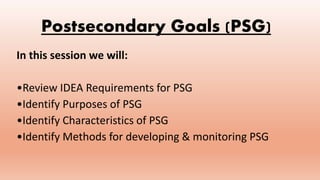 Transition Training - Postsecondary Goals | PPTX