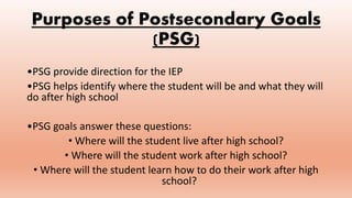 Transition Training - Postsecondary Goals | PPTX