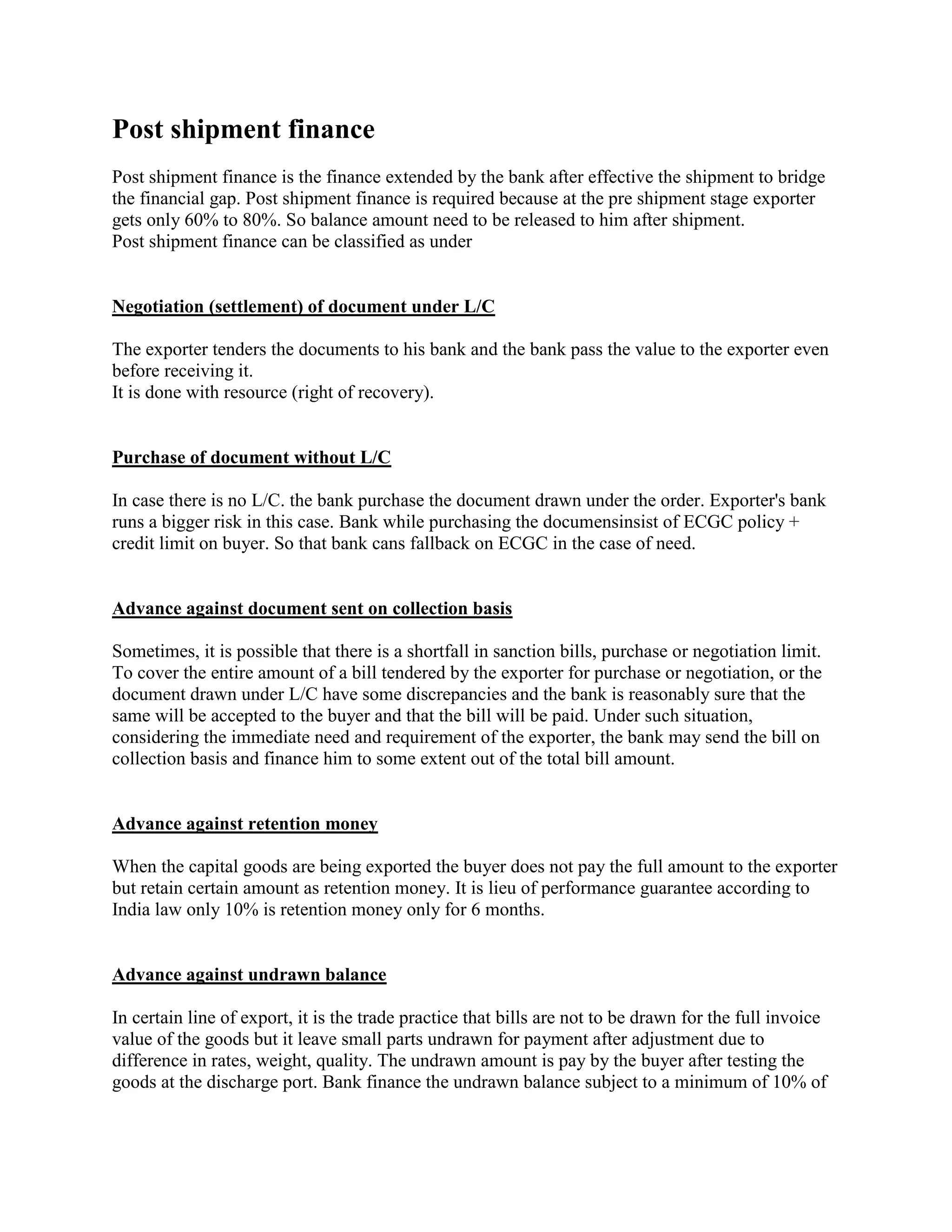 Post shipment finance | DOCX