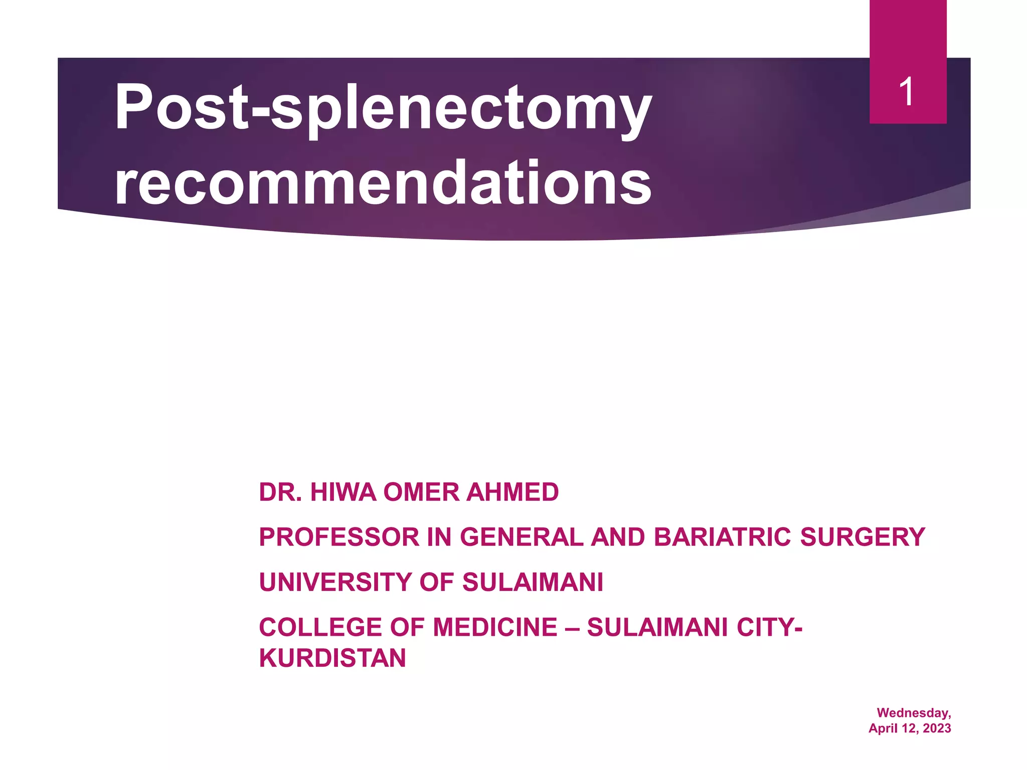 postsplenectomy precautions.ppt