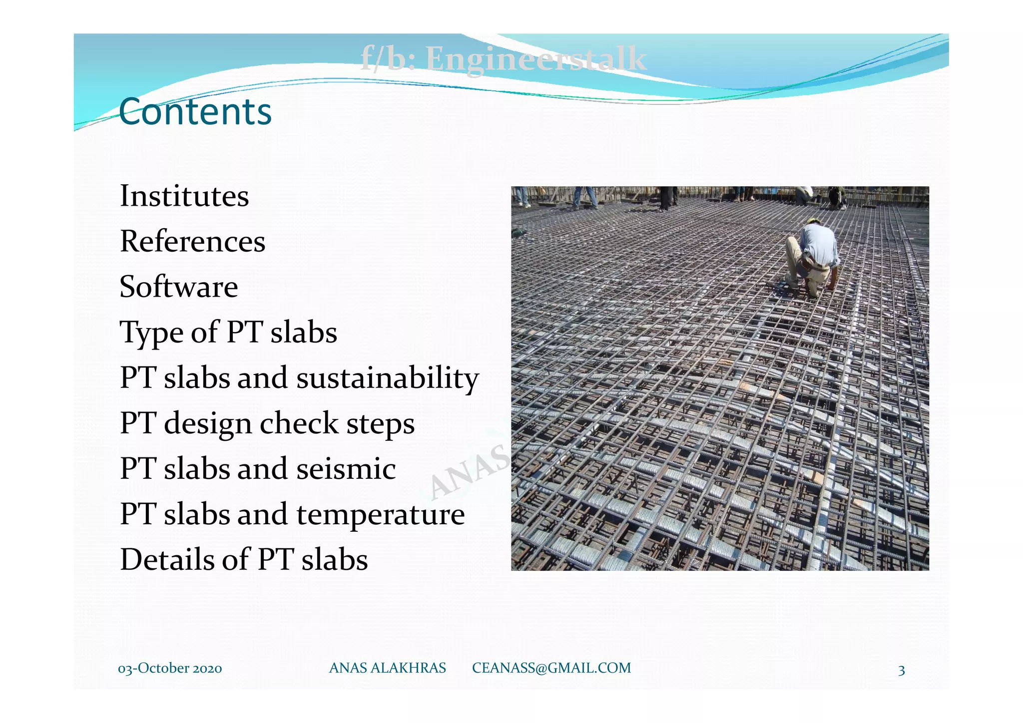 Post tensioned slabs design fundamentals anas alakhras | PDF
