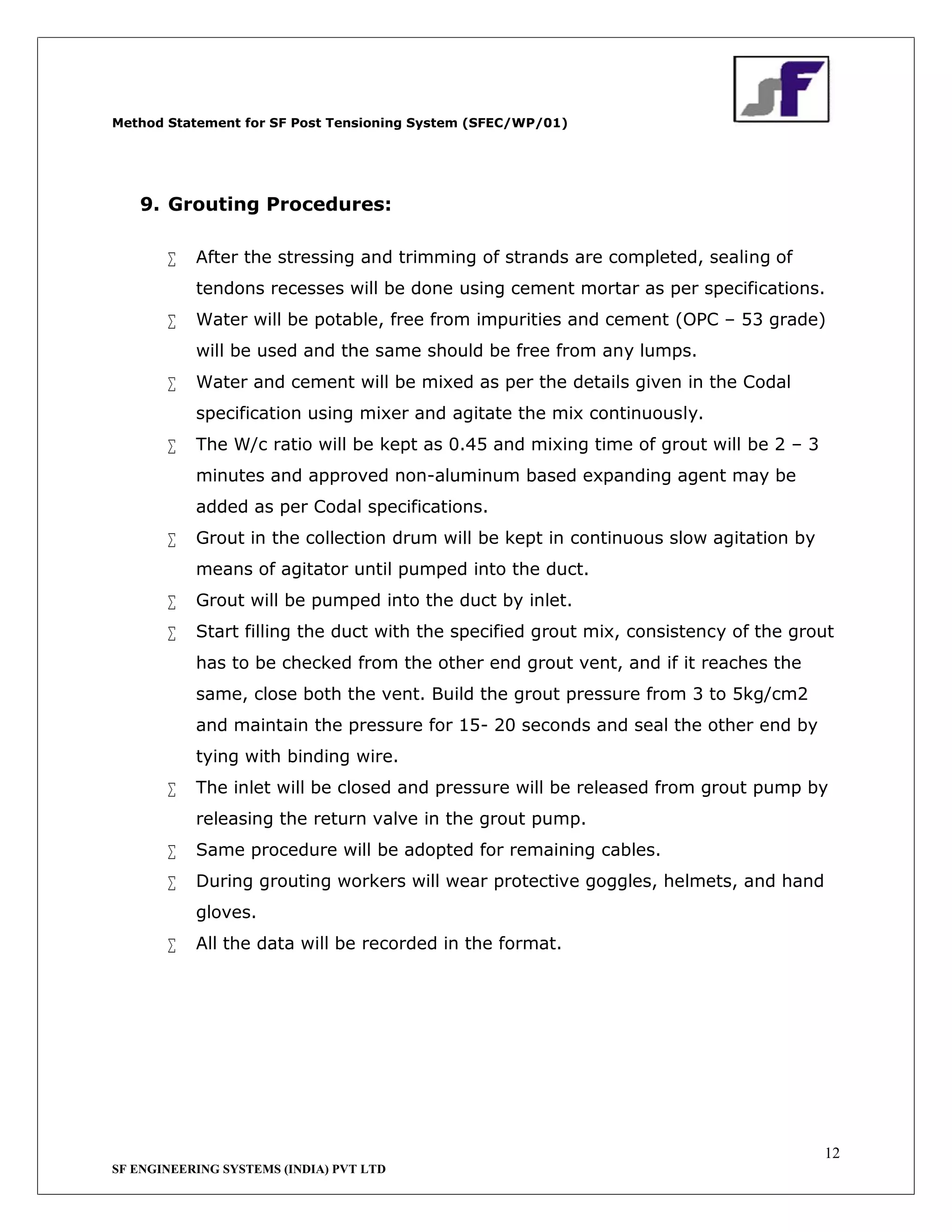 Post tensioning company method statement | shivforce.in | PDF