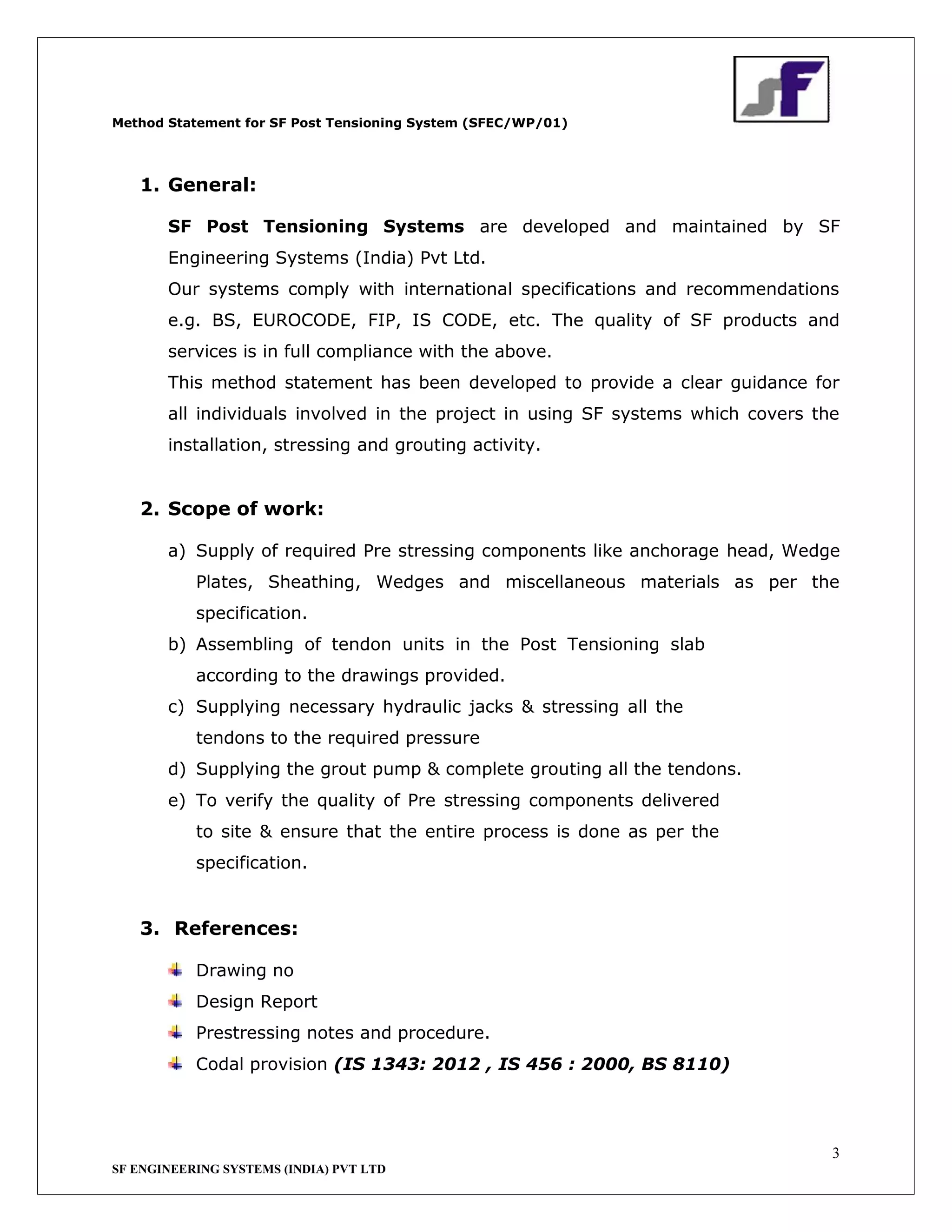 Post tensioning company method statement | shivforce.in | PDF