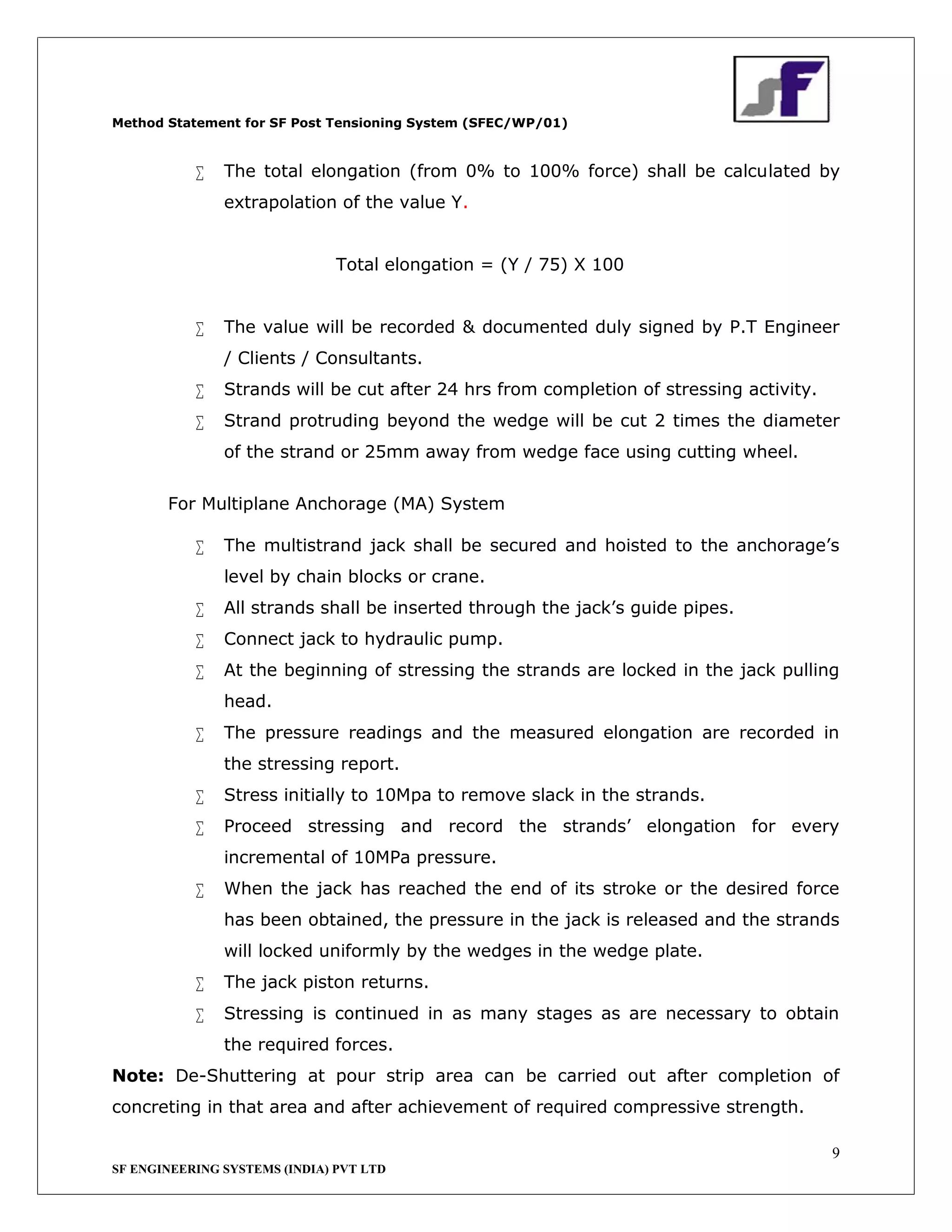 Post tensioning company method statement | shivforce.in | PDF