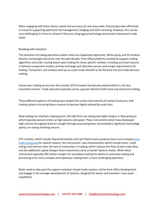 THE TIPPING POINT FOR CROSS-ASSET, AGILE POST-TRADE PROCESSING | PDF