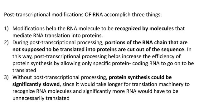 Post transcriptional modification | PPTX | Chemistry | Science