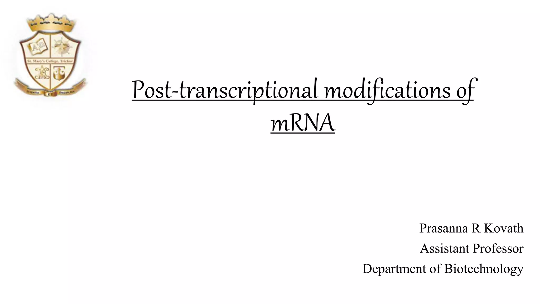Post Transcriptional Modifications Pptx Programming Languages