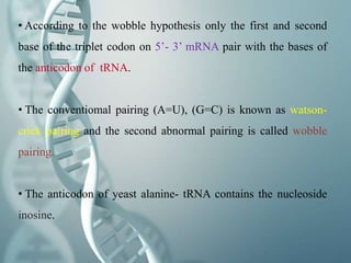 Post transcription and wobble hypothesis | PPTX