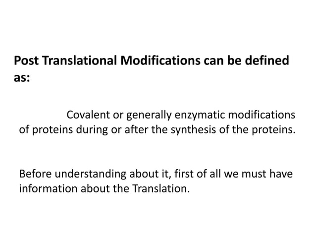 Post translational modification | PPTX | Chemistry | Science